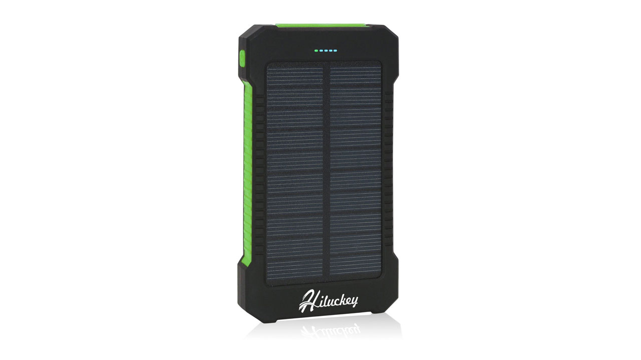 Hiluckey USB Solar Panel Battery Charger with LED Flashlight